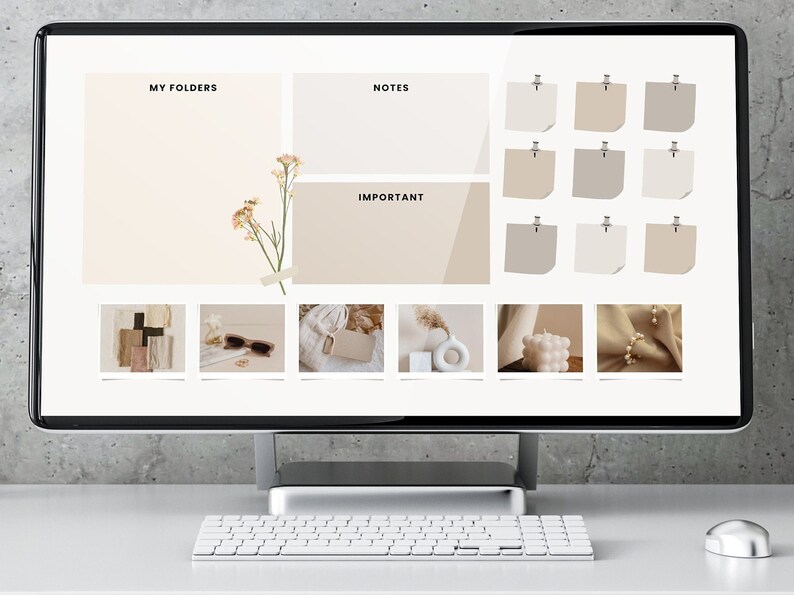 Organized Boho Beige Desktop Wallpaper - Etsy
