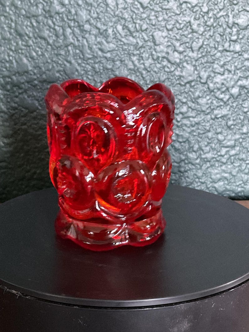 Antique Vintage Ruby Red LE Smith Moon and Stars Toothpick Holder ...