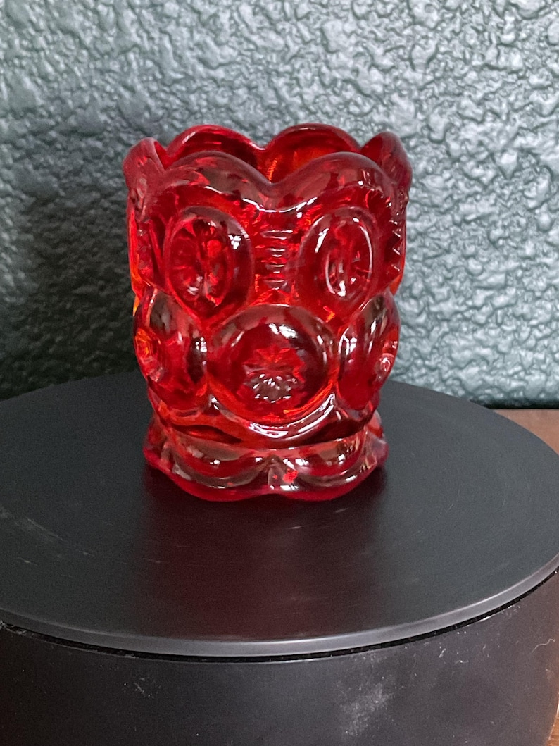 Antique Vintage Ruby Red LE Smith Moon and Stars Toothpick Holder ...