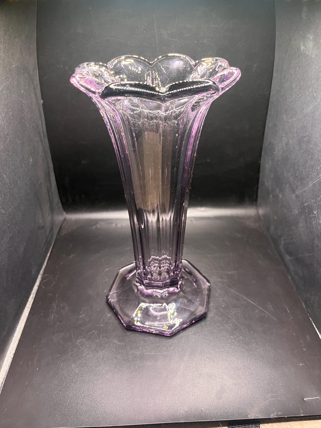 RARE Val St Lambert Art Deco Vintage Purple Cast Tall Crystal Vase ...