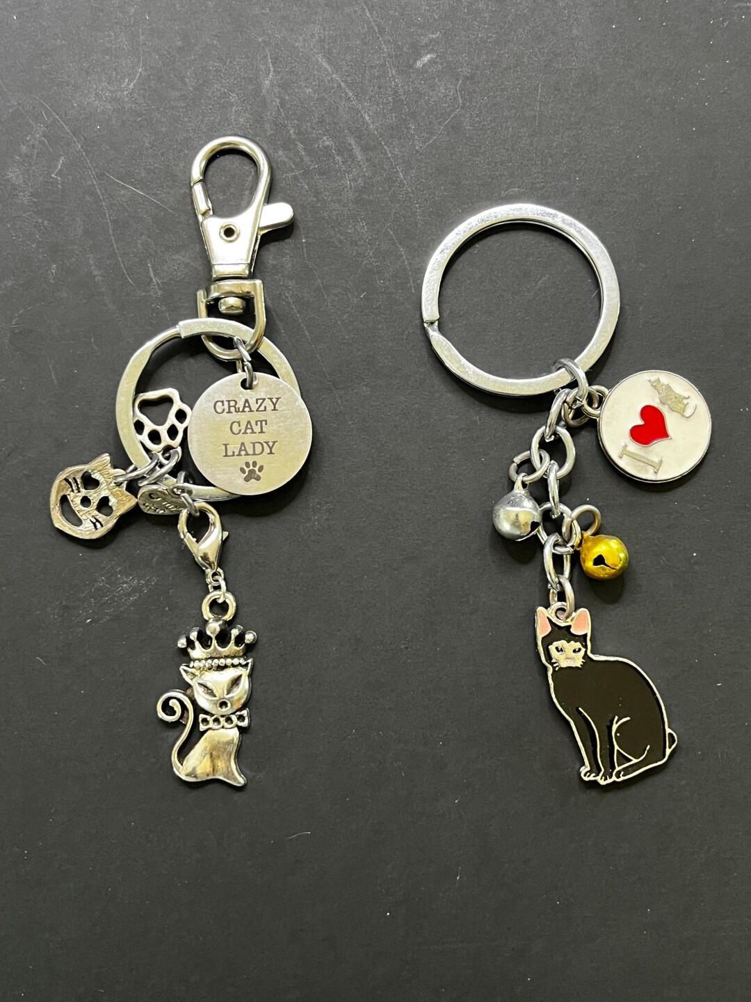 Kitty Cat Keychains! Choose Your Favorite, Crazy Cat Lady or Elegant ...
