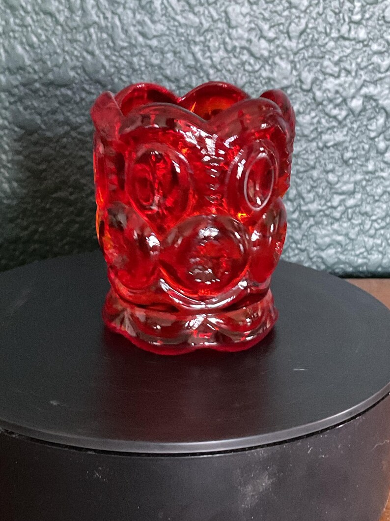 Antique Vintage Ruby Red LE Smith Moon and Stars Toothpick Holder ...
