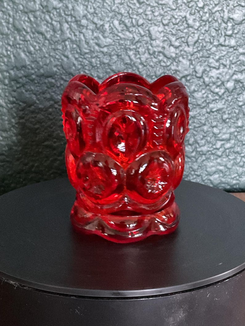Antique Vintage Ruby Red LE Smith Moon and Stars Toothpick Holder ...