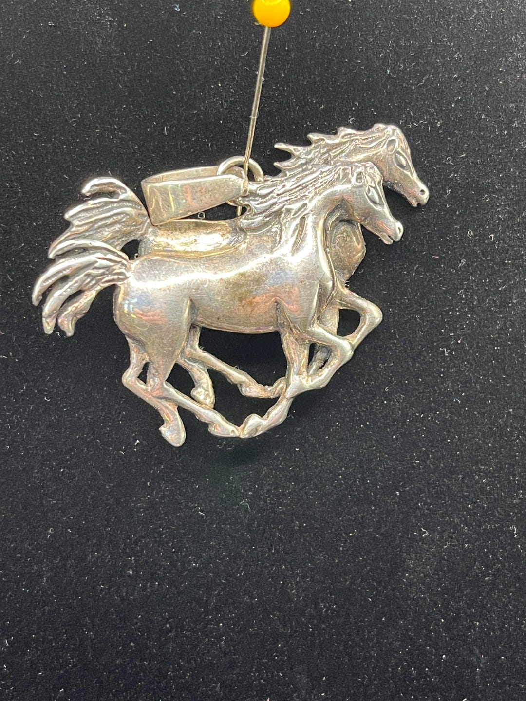 Vintage Sterling Silver Running Horses Pendant, Western Jewelry for ...