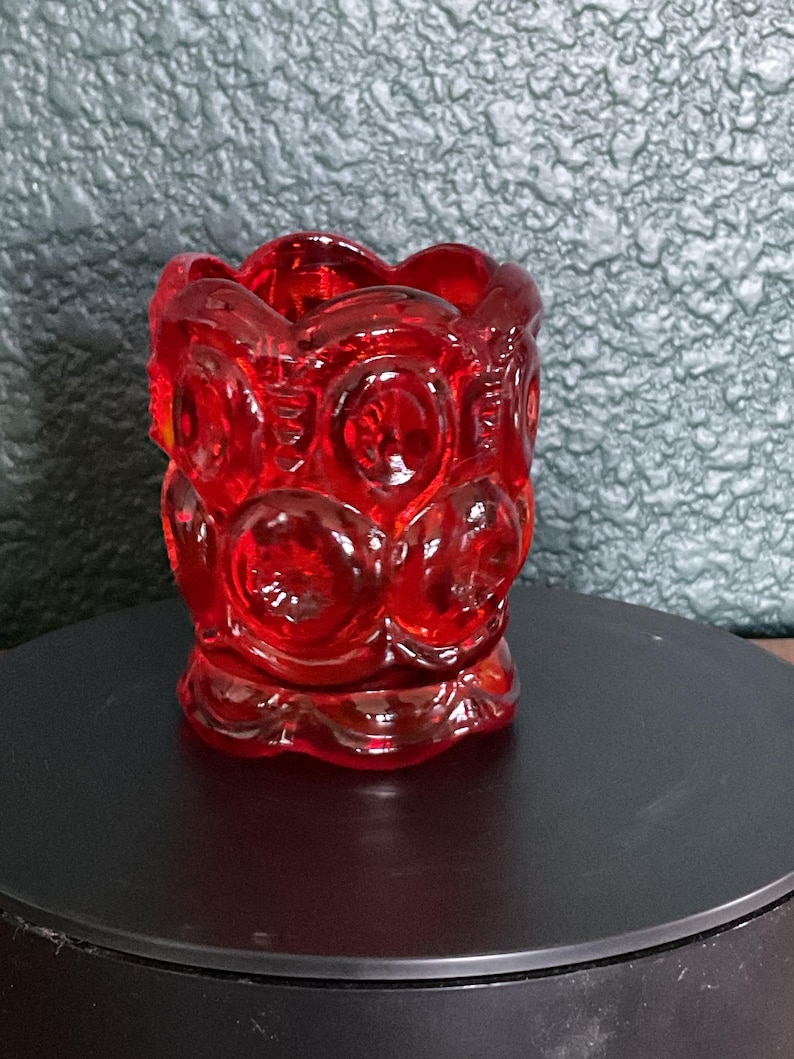 Antique Vintage Ruby Red LE Smith Moon and Stars Toothpick Holder ...