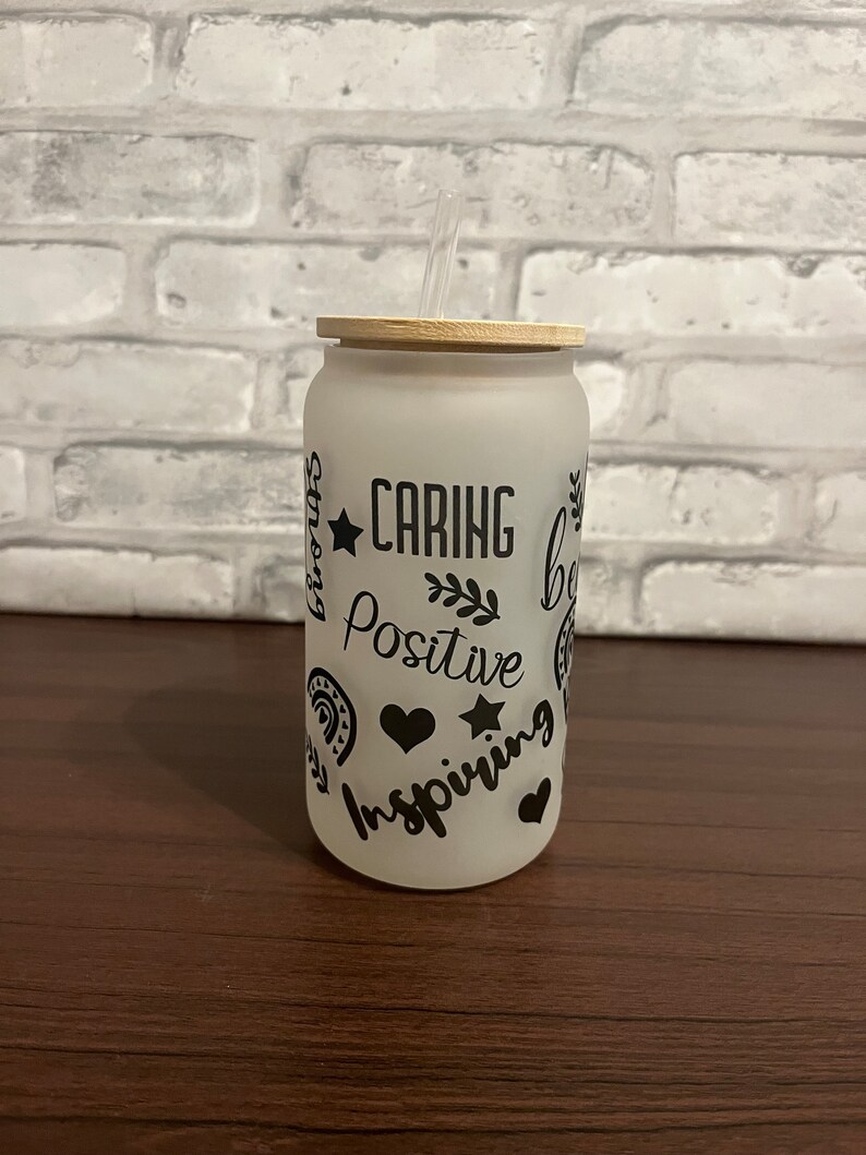 16oz Positive Affirmations Glass Cup - Etsy