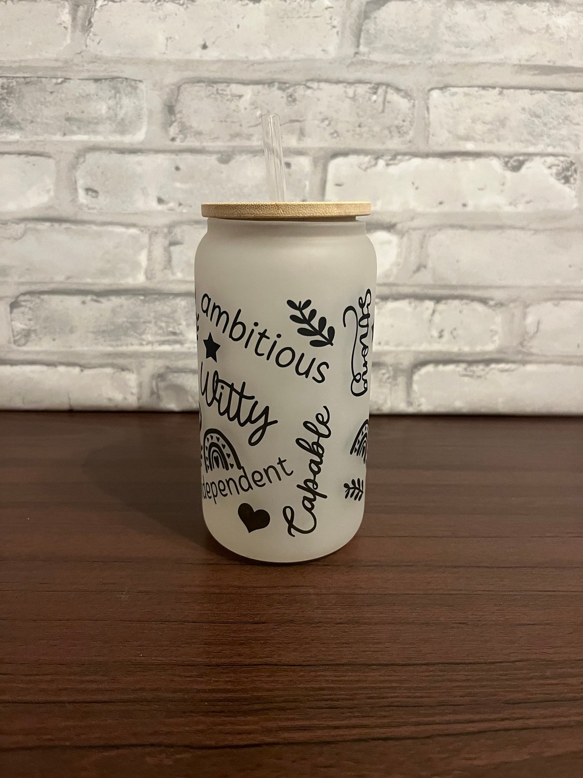 16oz Positive Affirmations Glass Cup - Etsy