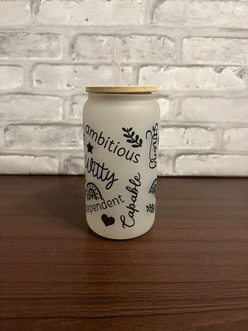 16oz Positive Affirmations Glass Cup - Etsy
