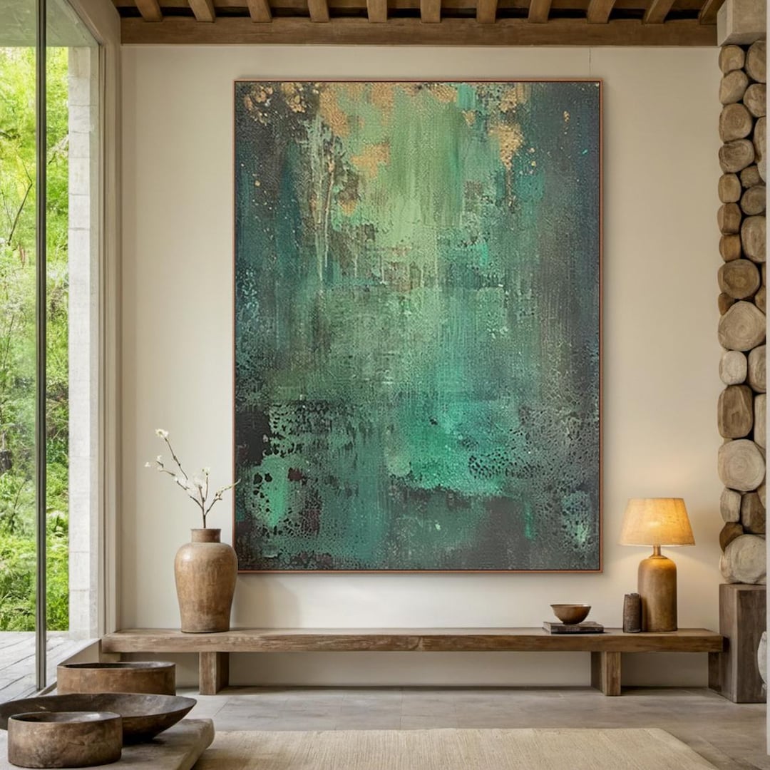 Green Painting, Green Canvas Art, Green Minimalist Painting, Green ...