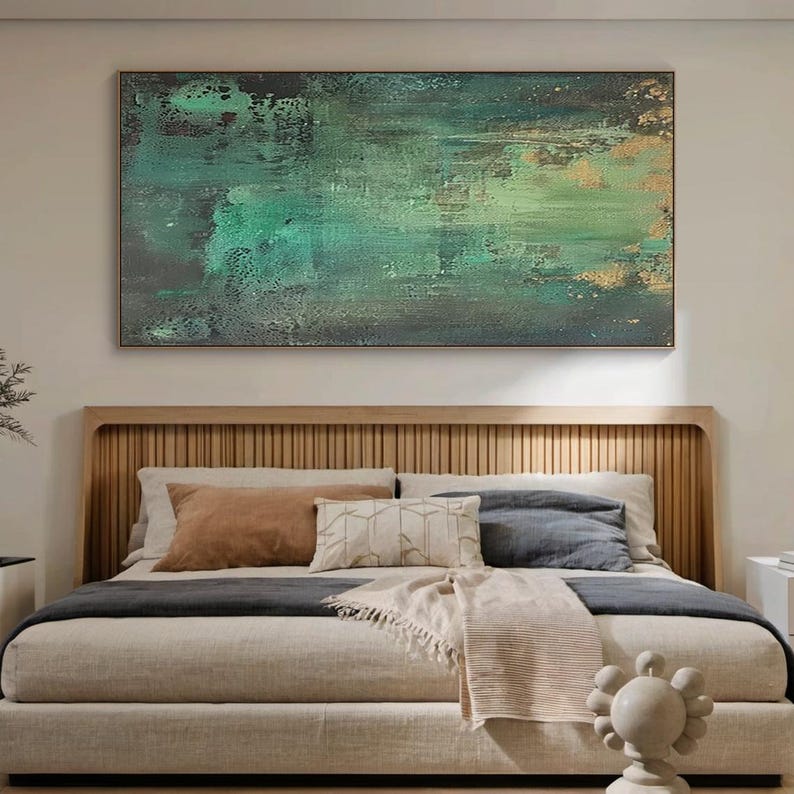 Green Painting, Green Canvas Art, Green Minimalist Painting, Green ...