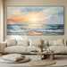 Blue and White Wave Texture Canvas Painting, Beach Scenery Abstract ...