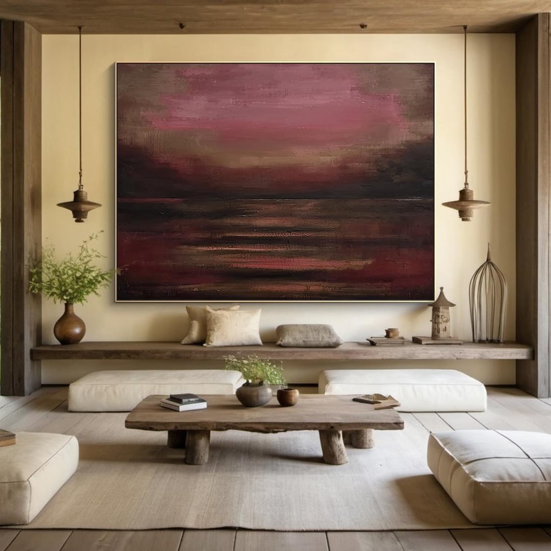 Burgundy Canvas Art, Burgundy Minimalist Texture Painting, Burgundy ...