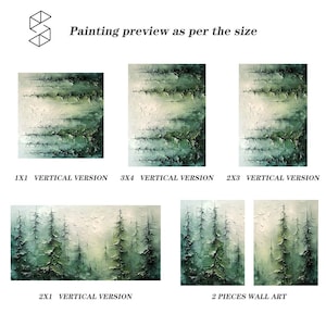 Green Abstract Landscape Oil Painting, Green Forest Plant Handmade ...