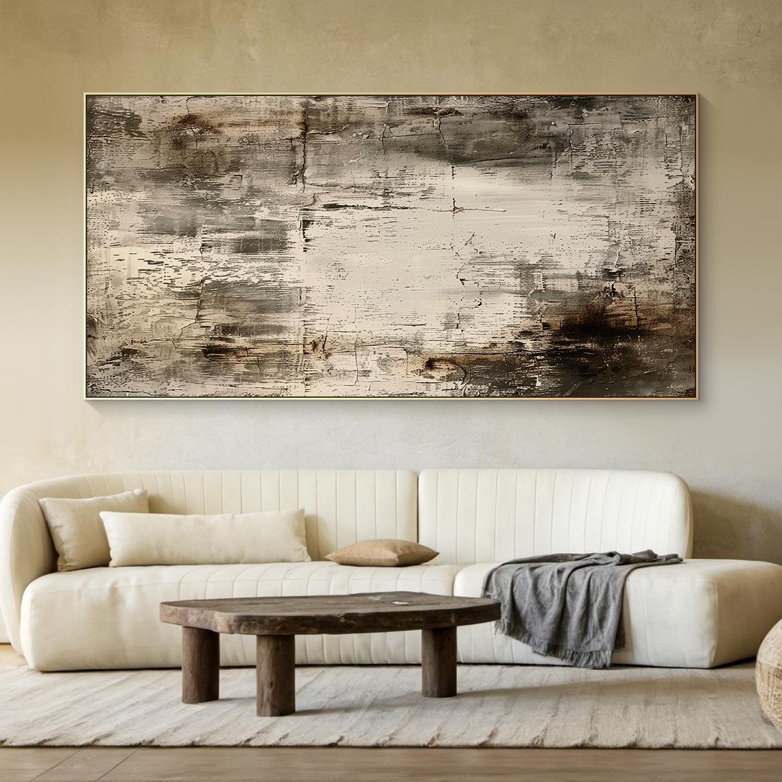 Large Gray Abstract Decorative Painting Off-white Simple Wall Painting ...