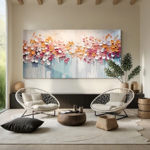 Large Original Flower Paintings on Canvas, 3D Textured Wall Art, Modern Abstract Flower Acrylic ...