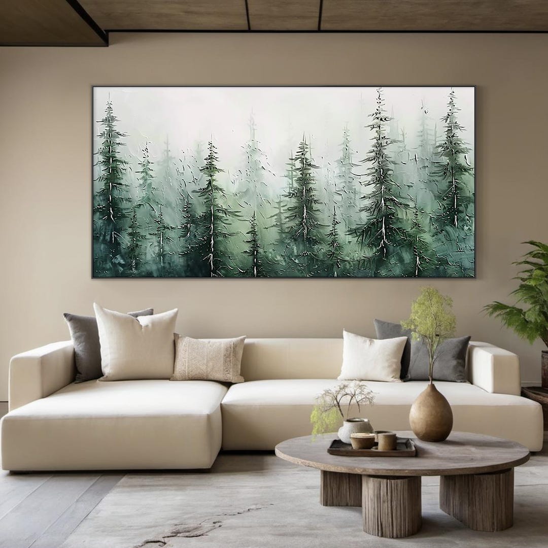 Original Green Forest Abstract Decorative Painting, Green Plant ...
