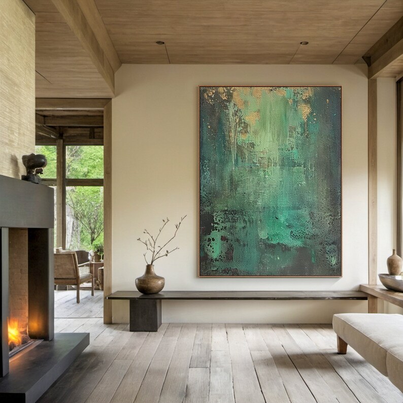 Green Painting, Green Canvas Art, Green Minimalist Painting, Green ...