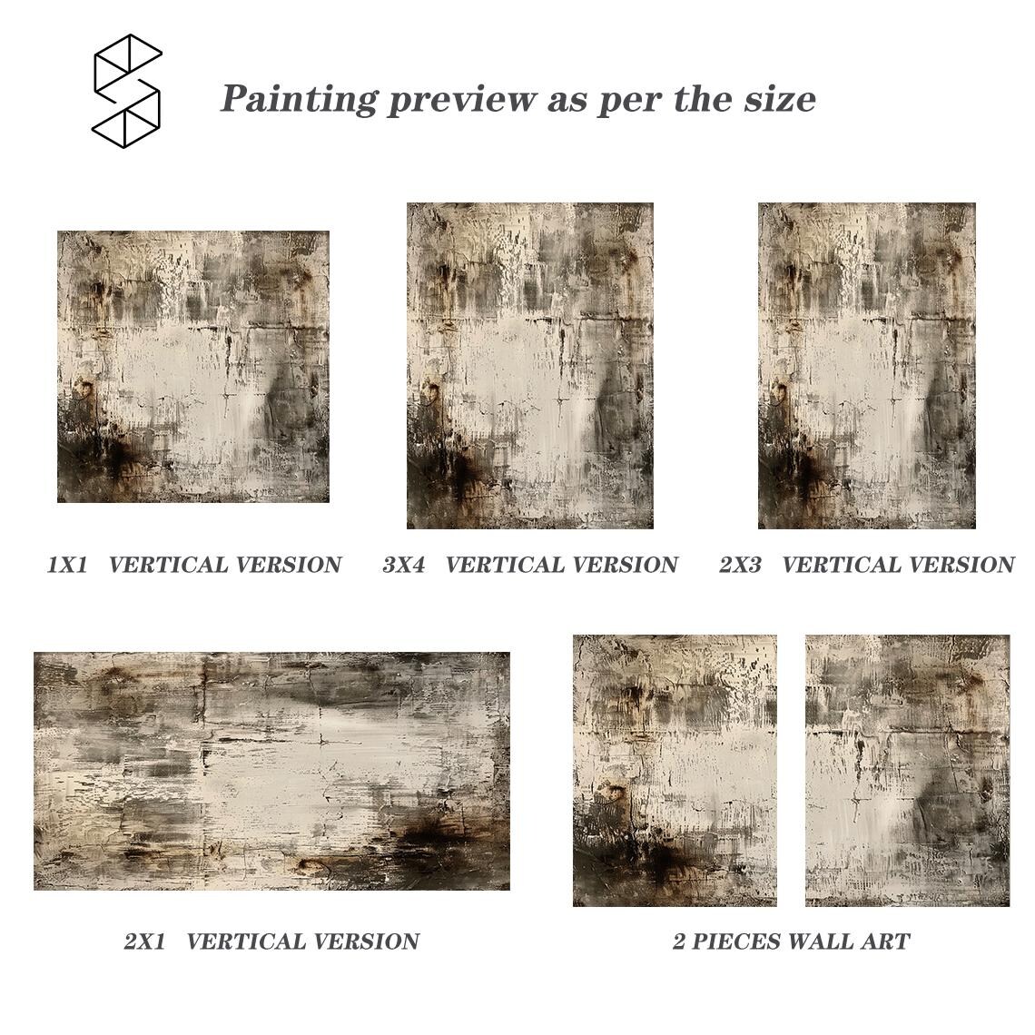 Large Gray Abstract Decorative Painting Off-white Simple Wall Painting ...