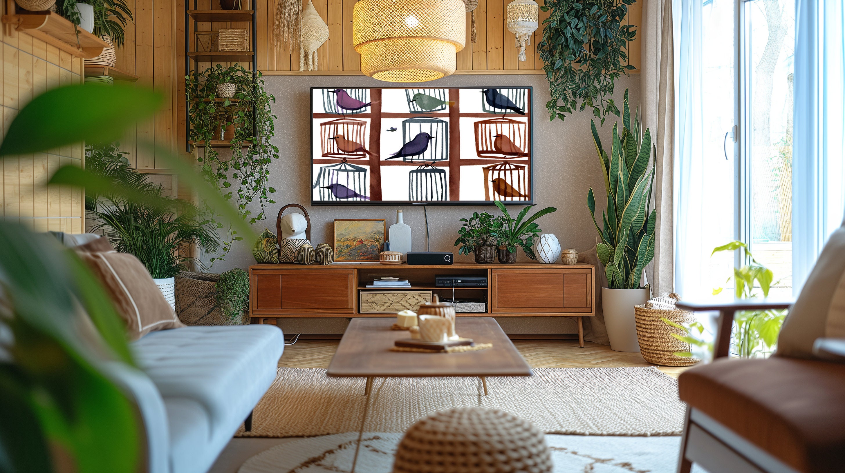 Smart TV Frame Wall Art Birds in Cages 16:9 - Etsy
