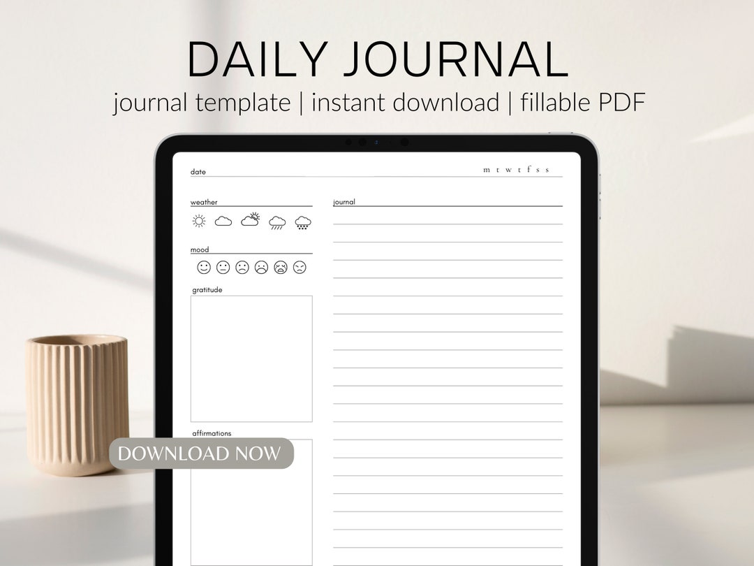 Digital Daily Journal Journal Template Digital Journal - Etsy