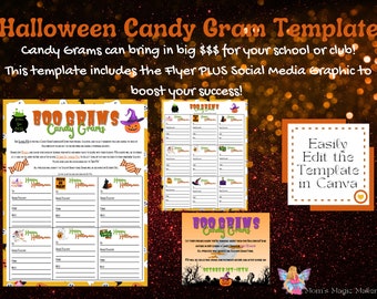 Halloween Candy Gram Flyer Editable Boo Grams Fundraiser - Etsy