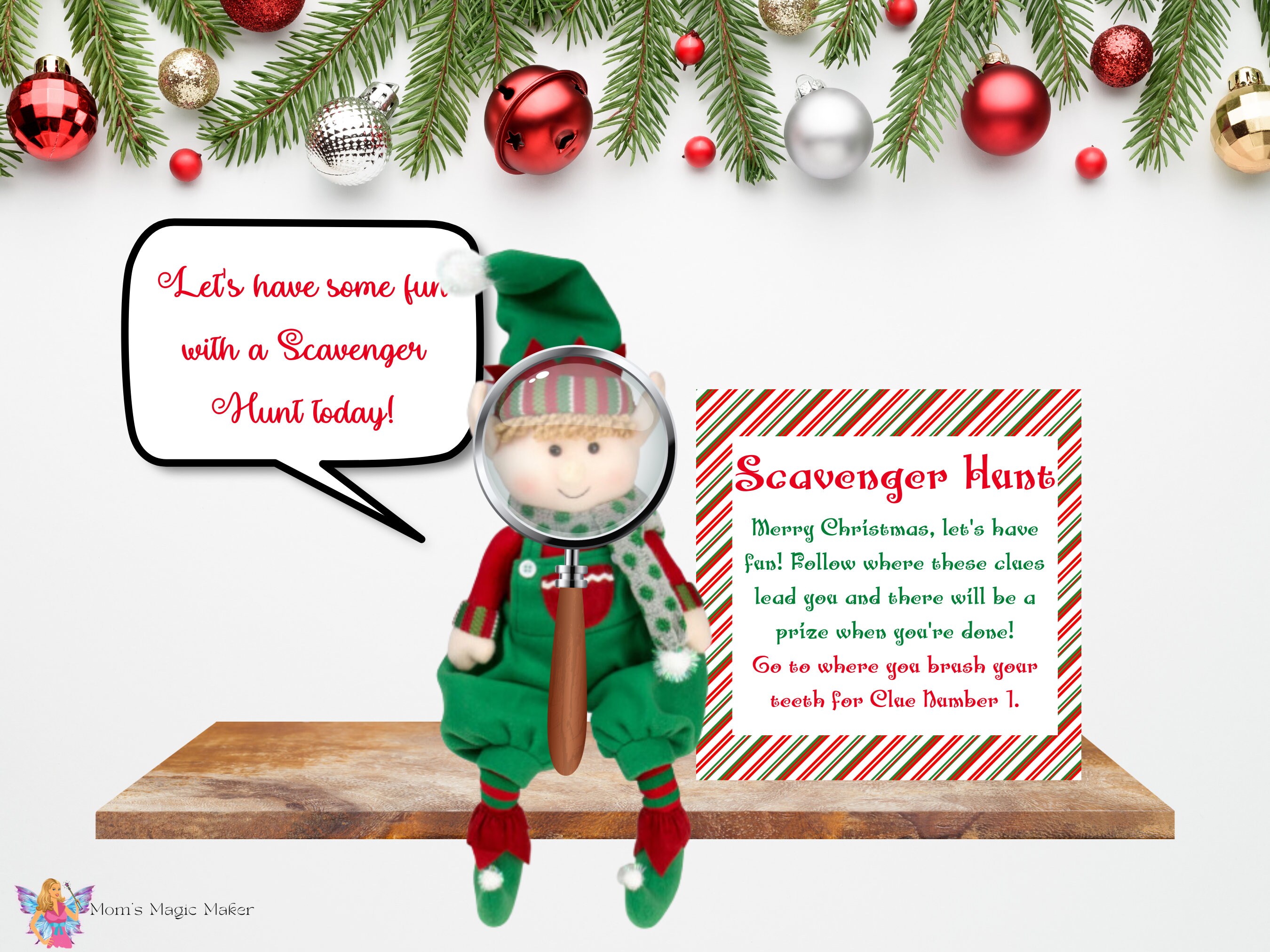 Christmas Scavenger Hunt From Your Elf * Elf Props * Scavenger Hunt ...