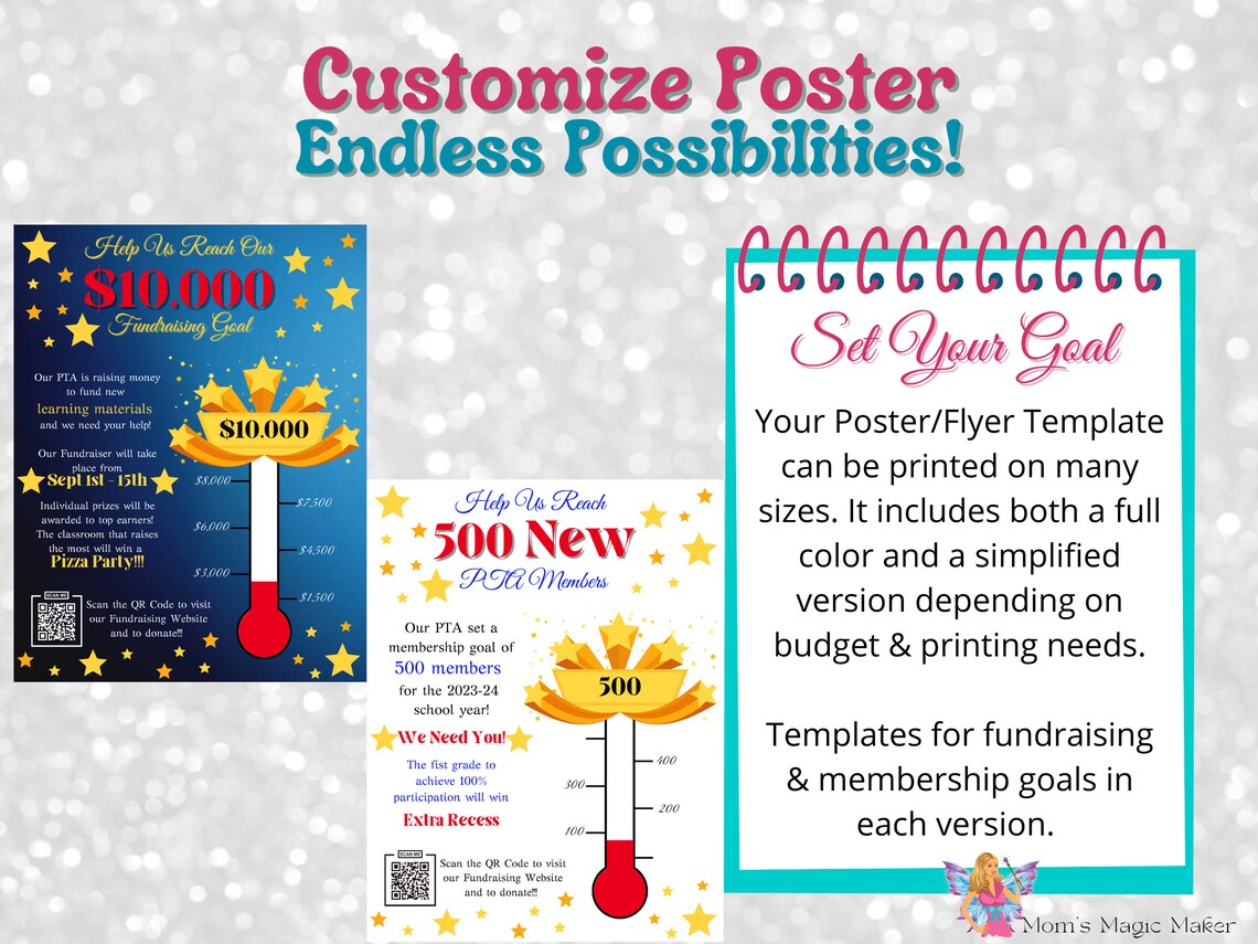 Goal Tracking Thermometer Bundle - Fundraising & Membership Progress ...