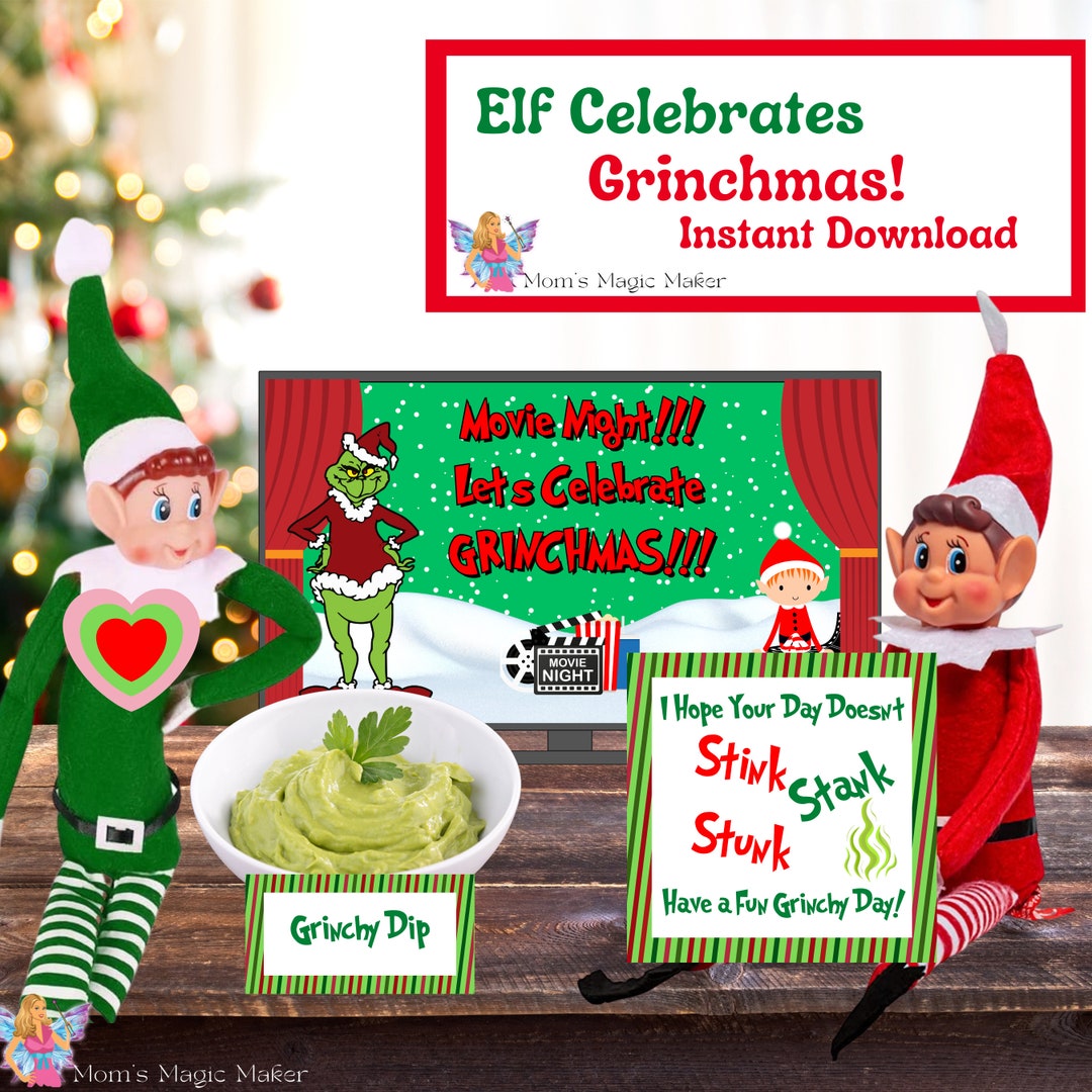 Elf Celebrates Grinchmas, Themed Digital Prop Kit for Christmas Elves ...