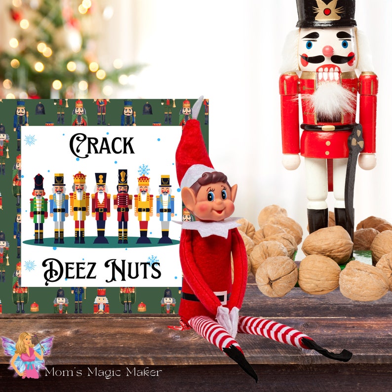 Funny Deez Nuts Christmas Elf Printable Pack – Naughty Holiday Jokes ...