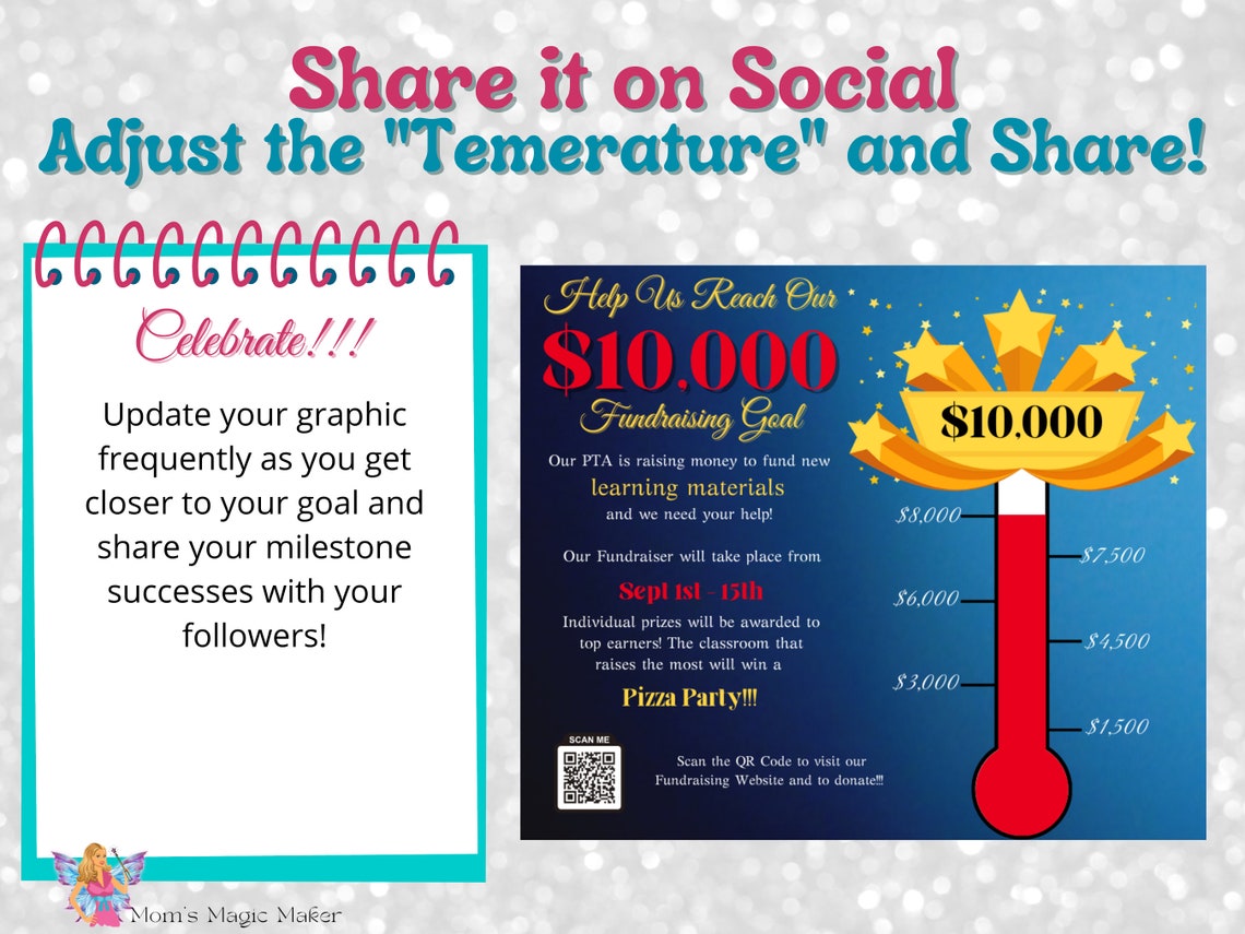 Goal Tracking Thermometer Bundle - Fundraising & Membership Progress ...