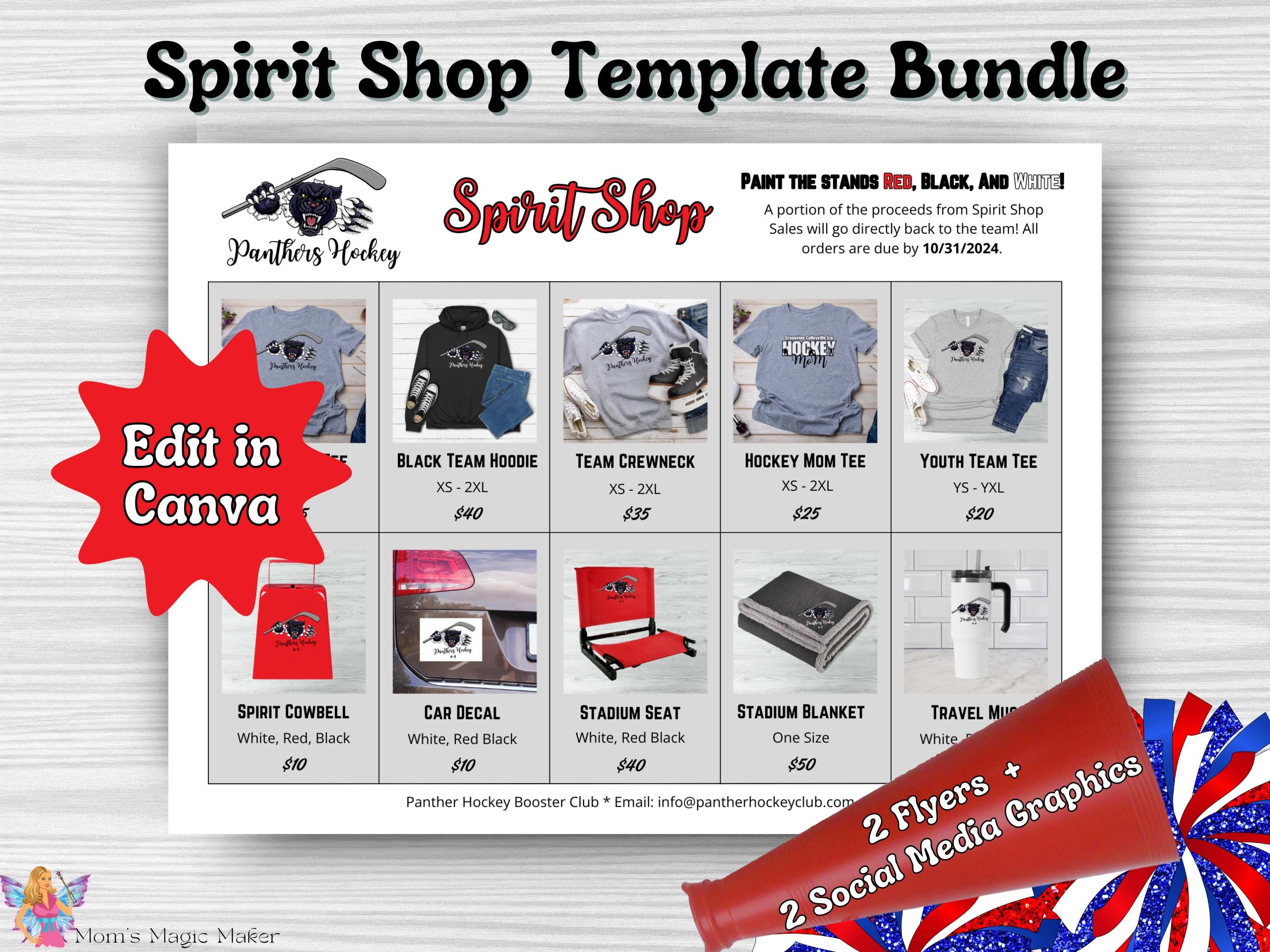 Spirit Wear Flyer and Order Form Template Bundle for Canva - Booster ...