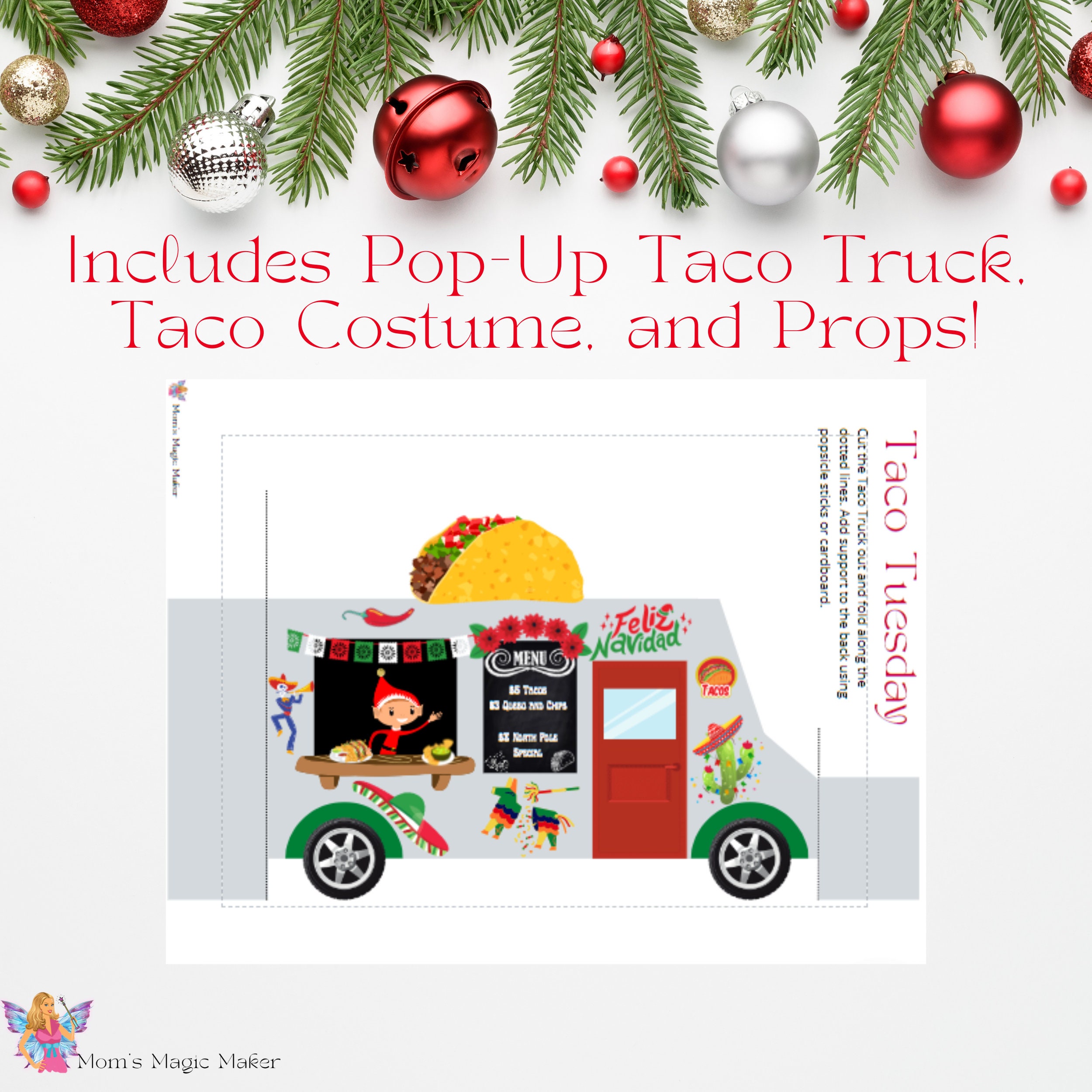 Taco Tuesday Elf Printable Props – Pop-up Taco Truck and Festive ...