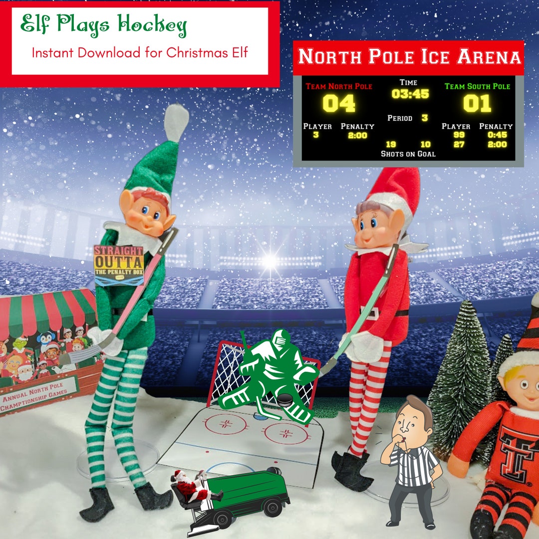 Elf Plays Hockey *** Christmas Elf *** Instant Download - Etsy