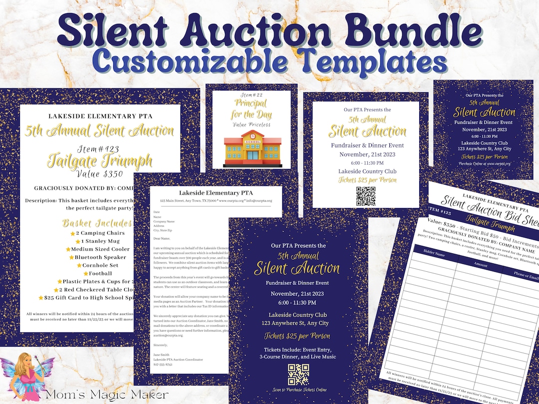 Silent Auction Bundle * Templates for Pta's, Pto's, and Schools - Etsy