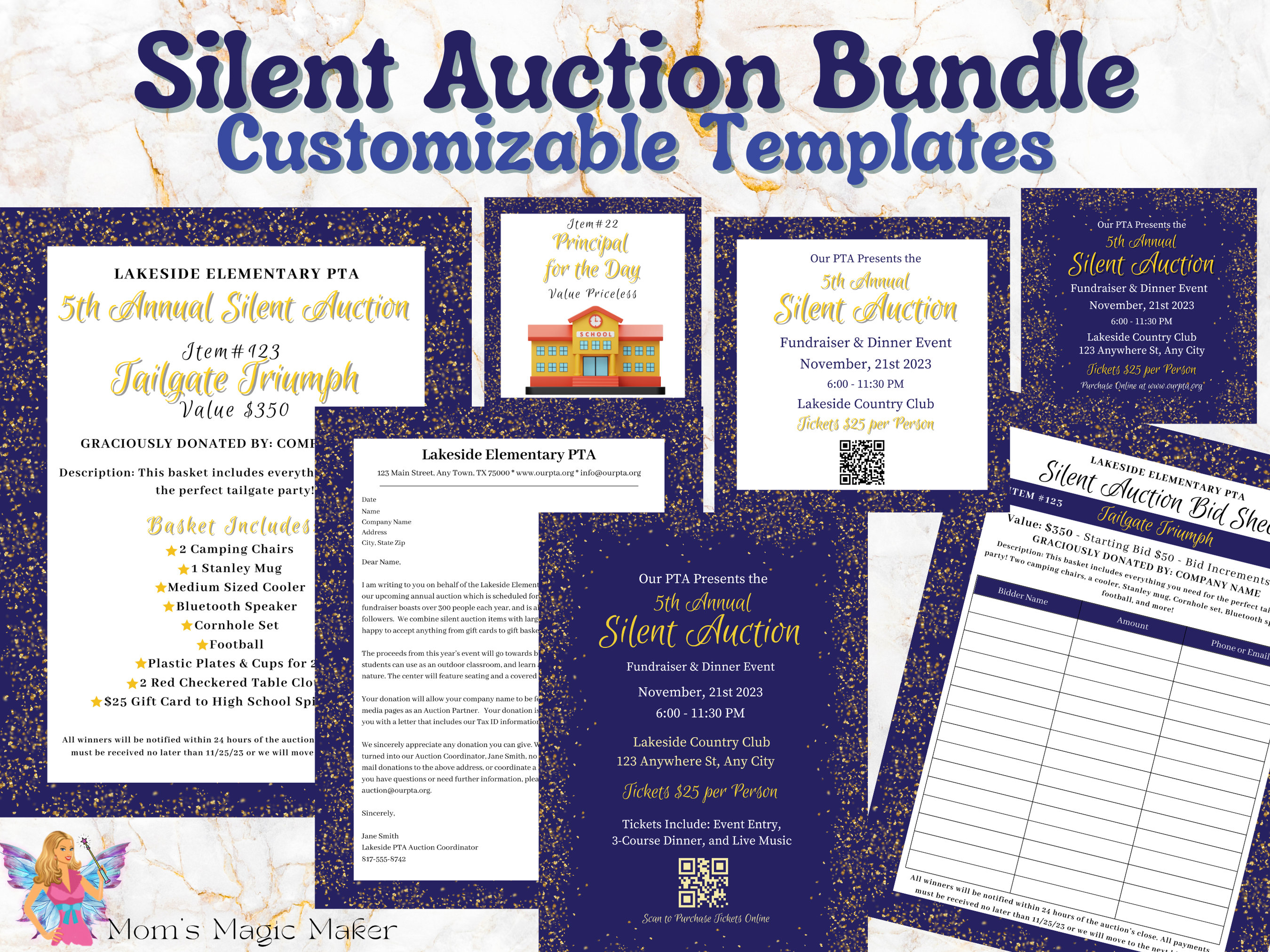 Silent Auction Bundle * Templates for Pta's, Pto's, and Schools - Etsy