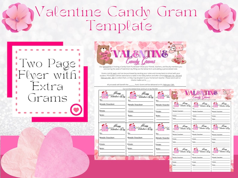 Valentine Candy Gram Fundraiser Bundle Pta/pto/booster Clubs Editable ...