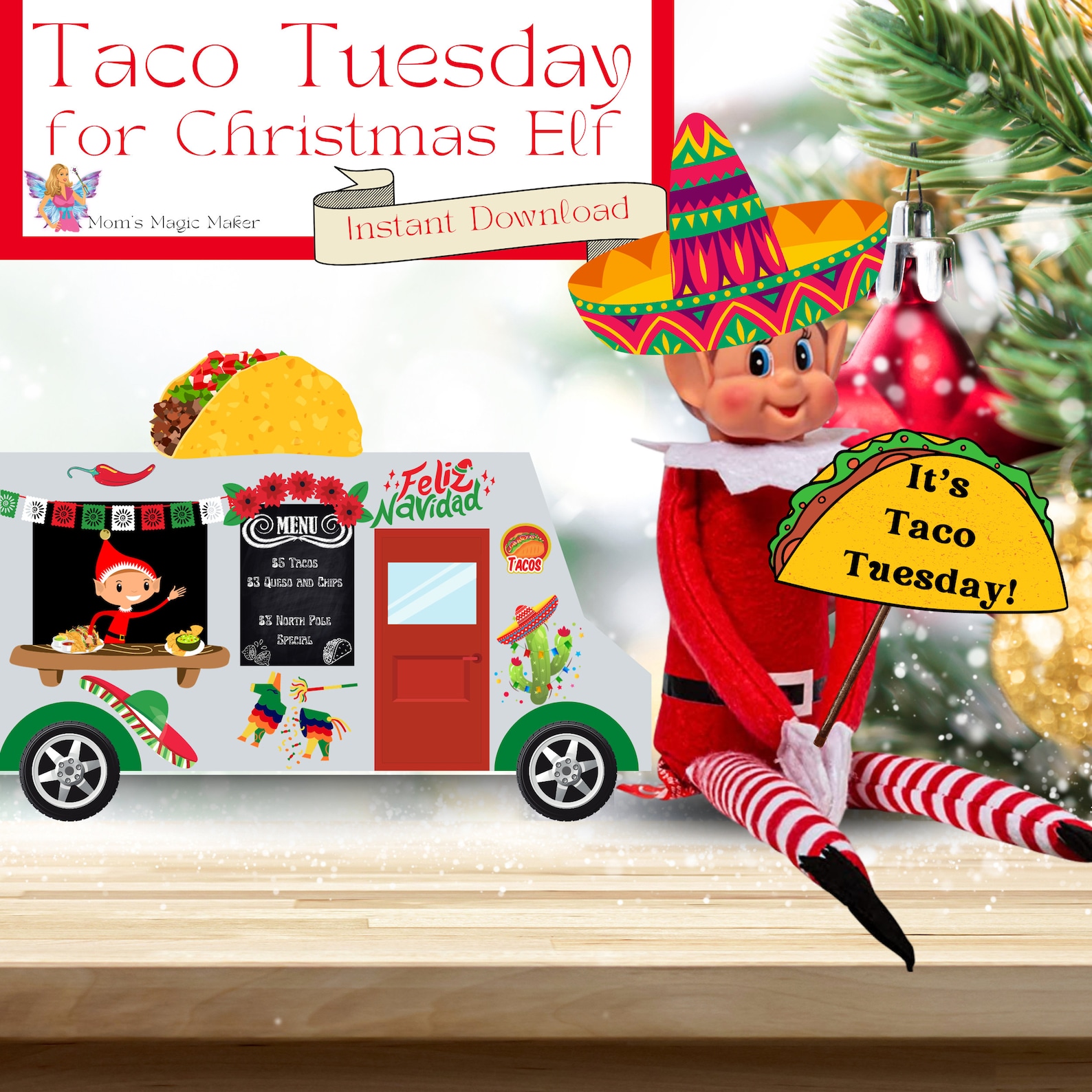 Taco Tuesday for Christmas Elves Instant Download Printable (Download ...