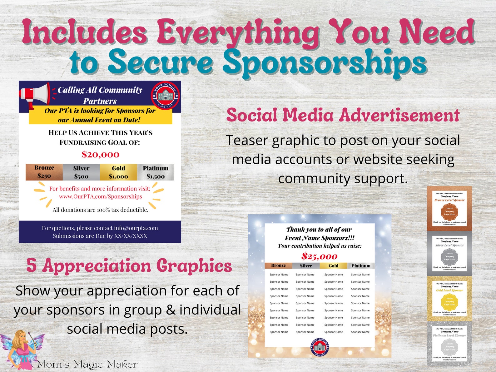 Canva Template Bundle for Sponsorships | Perfect for PTA, PTO, Schools ...