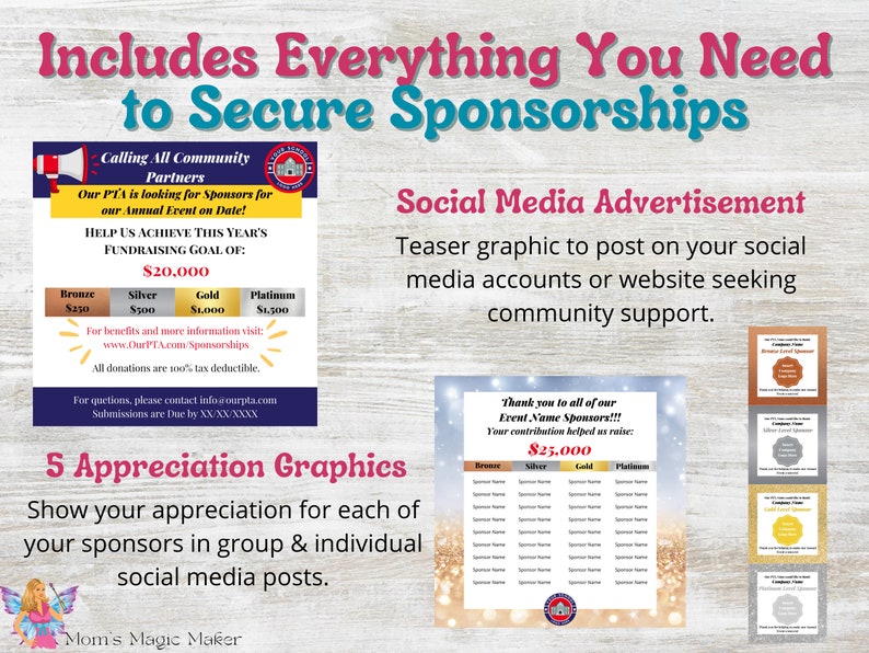 Club or Event Sponsorship Flyer Bundle Template for Pta's, Pto's, and ...