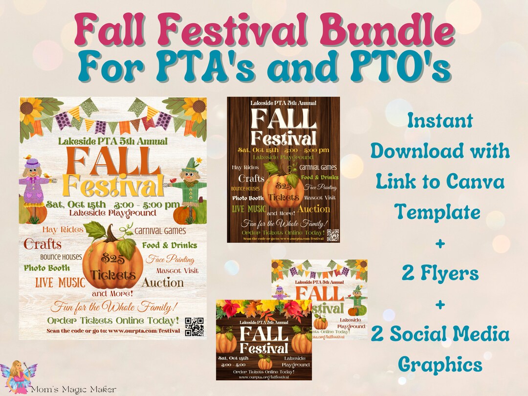 Fall Festival Canva Template Bundle * Flyers and Social Media Graphics ...