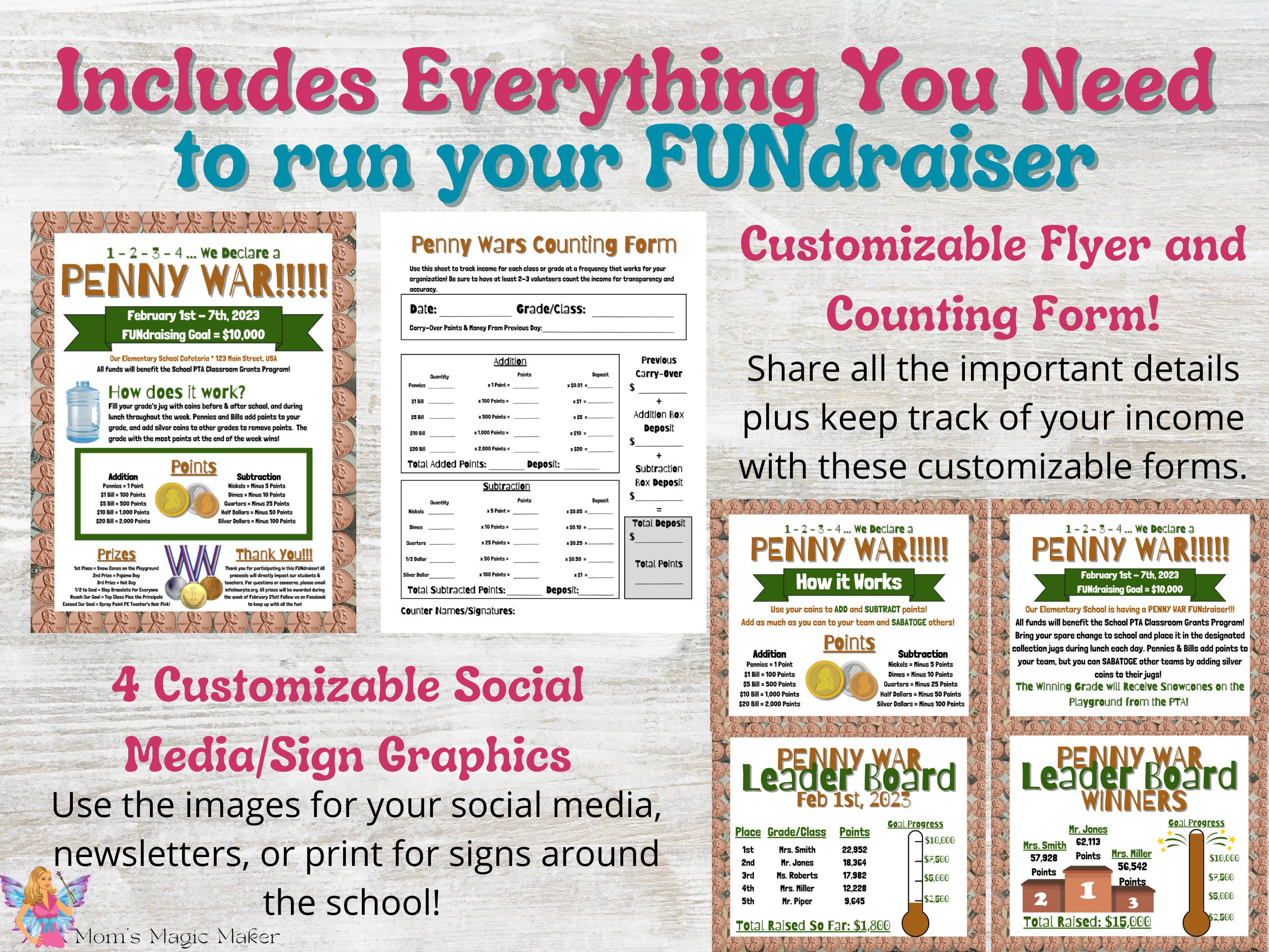 Penny Wars Fundraiser Bundle * Pta/pto/booster Clubs * Editable ...