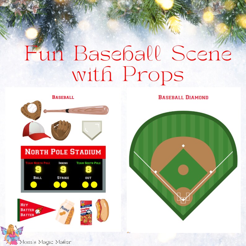 Christmas Elf Baseball Printable Pack – Elf Plays Baseball With Diamond ...
