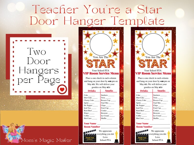 You're the Star Treat Door Hanger for Teachers * Pta/pto/booster Clubs ...
