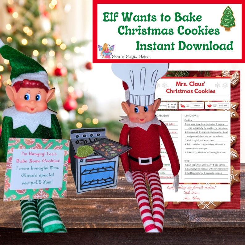 Elf Baking Christmas Cookies Printable Pack – 3D Oven, Props, and Mrs ...
