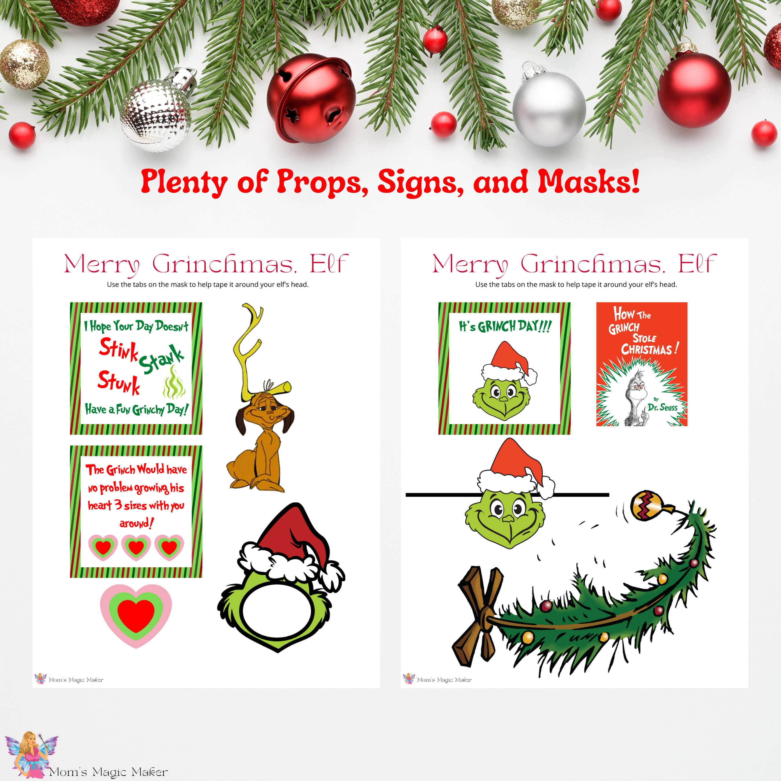 Elf Celebrates Grinchmas, Themed Digital Prop Kit for Christmas Elves ...