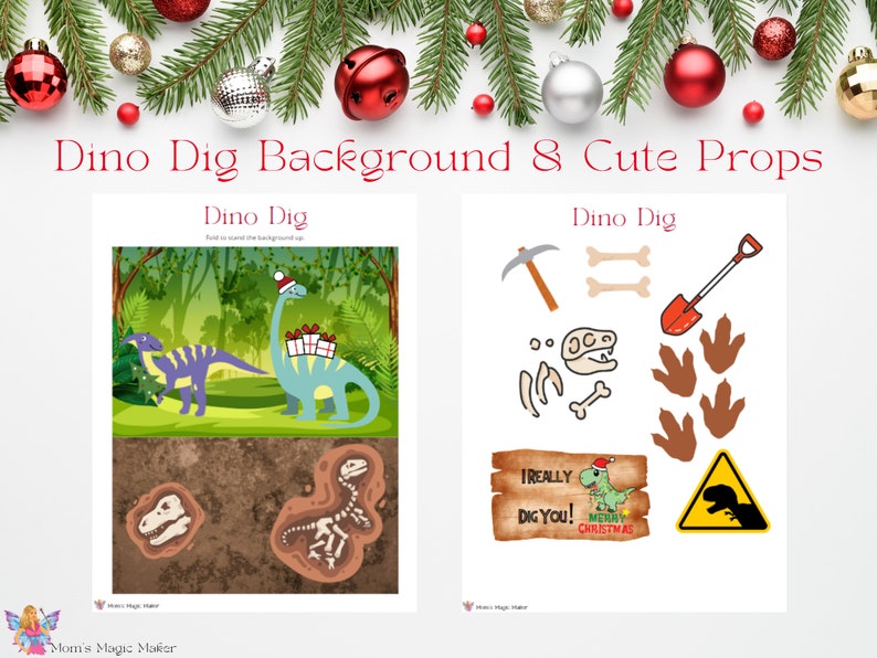 Elf Dino Dig Printable Props – Dinosaur Expedition Scene Instant ...