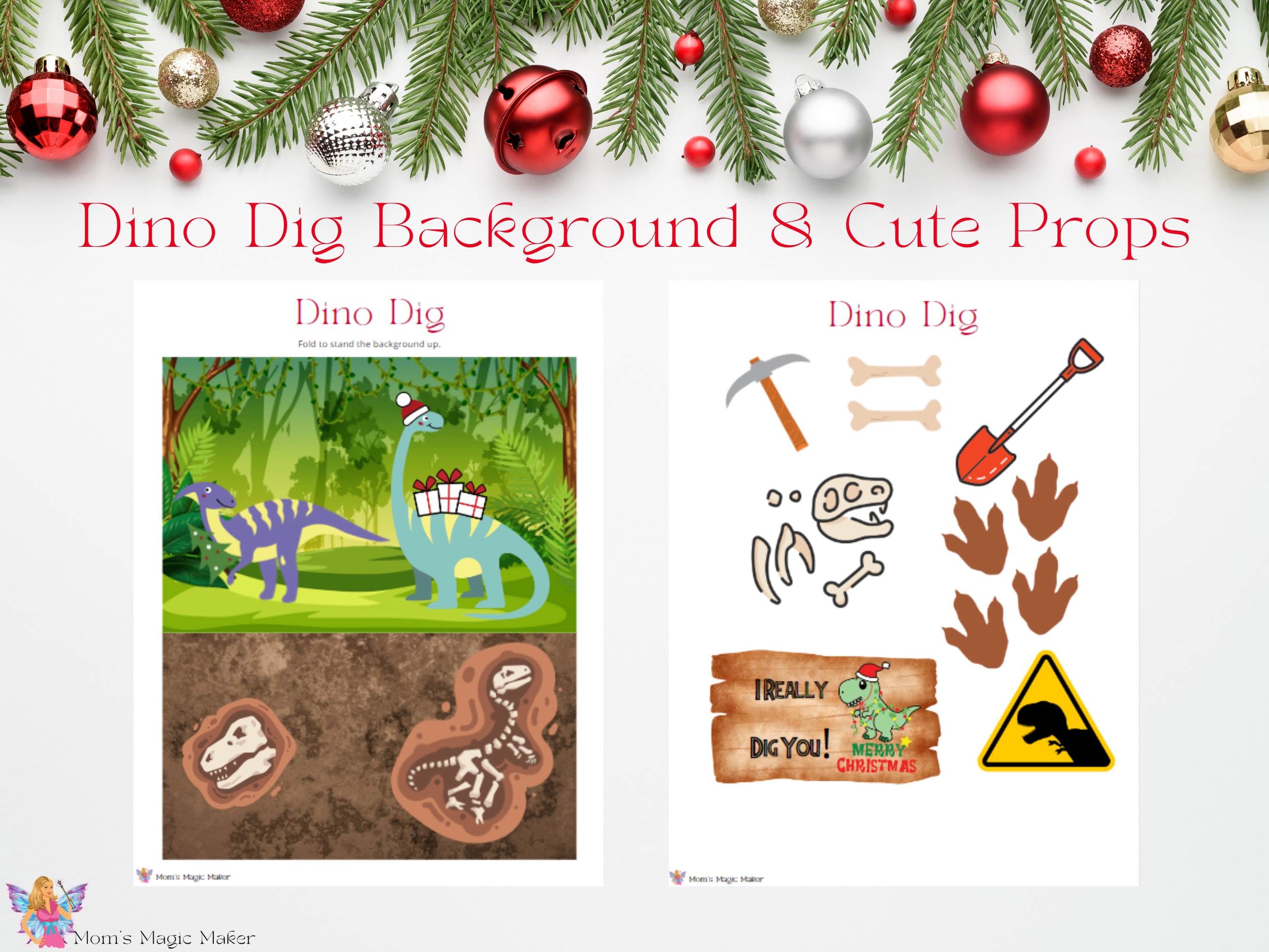 Elf Dino Dig Printable Props – Dinosaur Expedition Scene Instant ...
