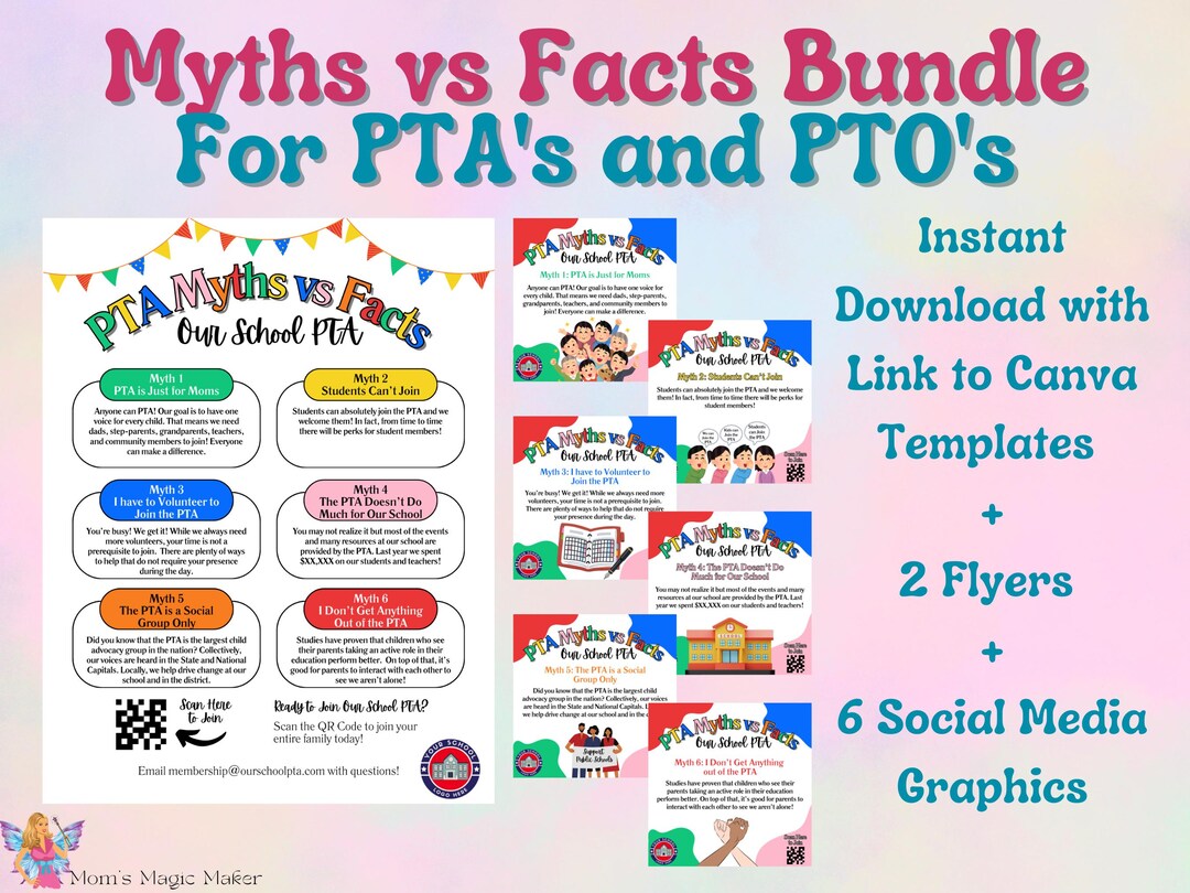 Myths Vs Facts Canva Template Bundle for Pta's and Pto's, Myth Buster ...
