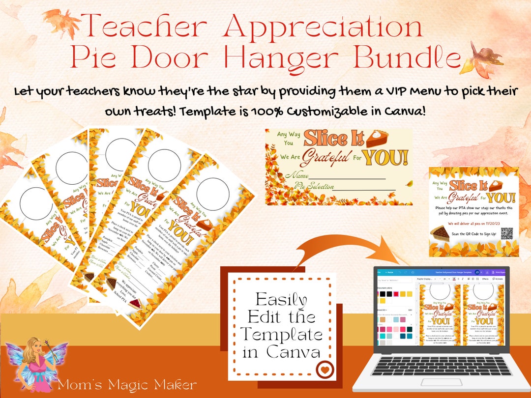 Teacher Appreciation Door Hanger, VIP Room Service, Anyway You Slice It ...