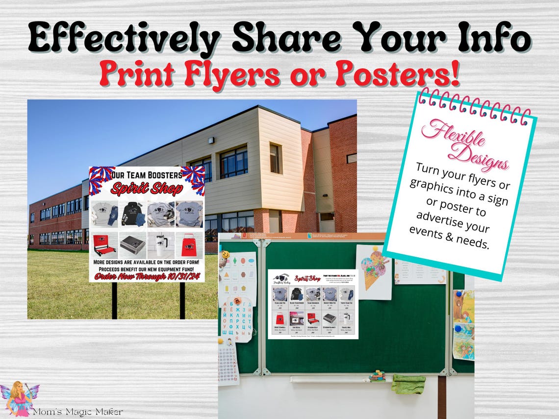Spirit Wear Flyer and Order Form Template Bundle for Canva - Booster ...